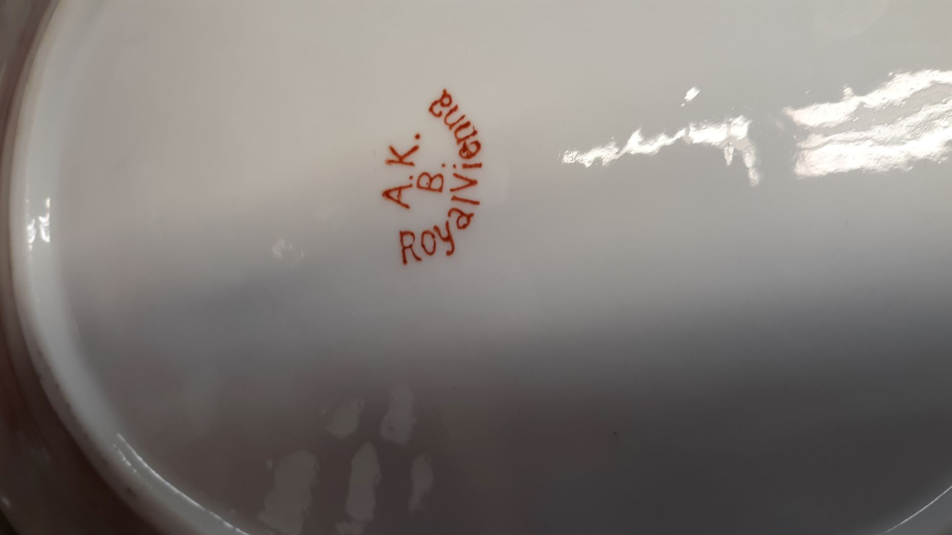 Royal Vienna A. B. K. red stamped platter pottery dish Help ID maker ...
