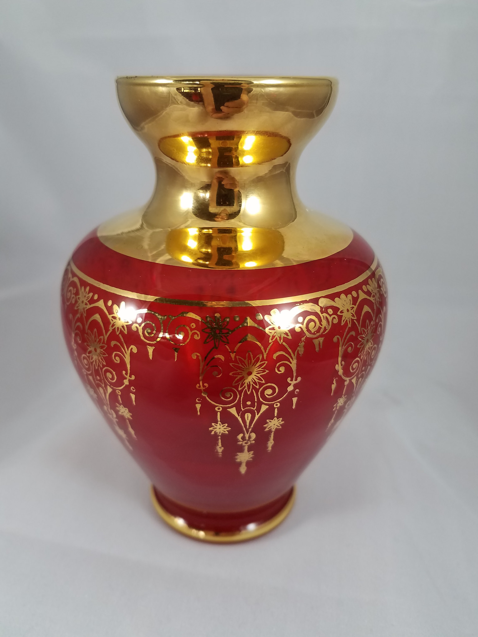 Red (Ruby?) gilt glass vase - Czech? Age? | Antiques Board