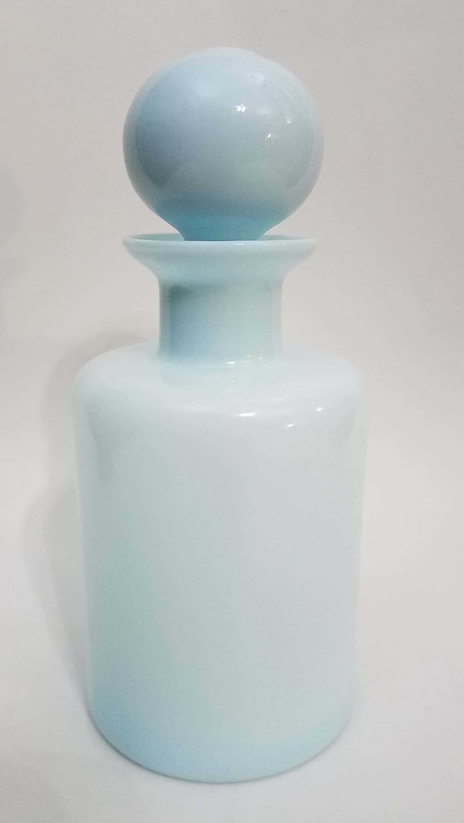 Blue milk glass bottle/jar with stopper - where from? | Antiques Board