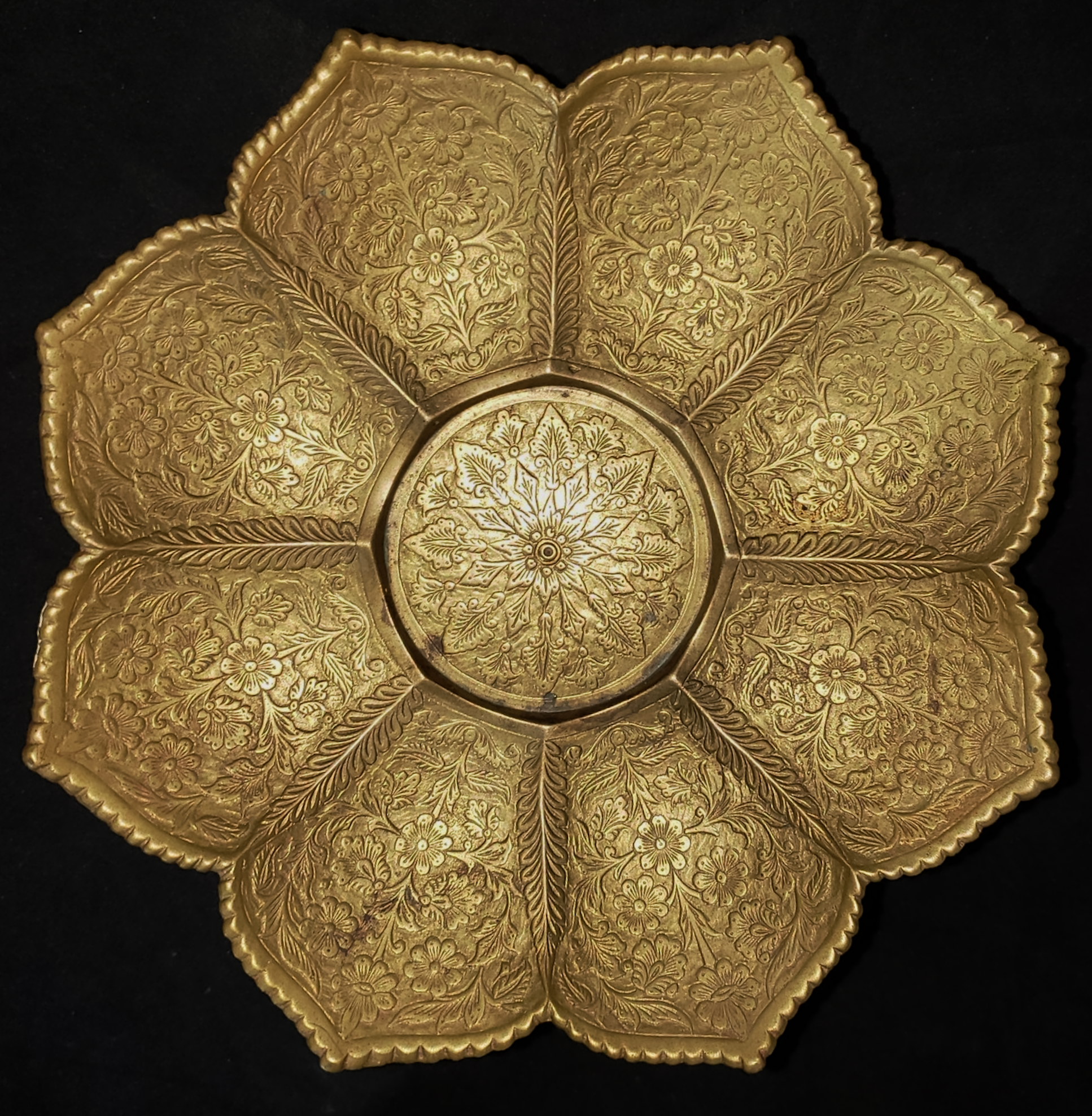 Brass lotus shaped footed bowl - floral decoration - India? and when ...
