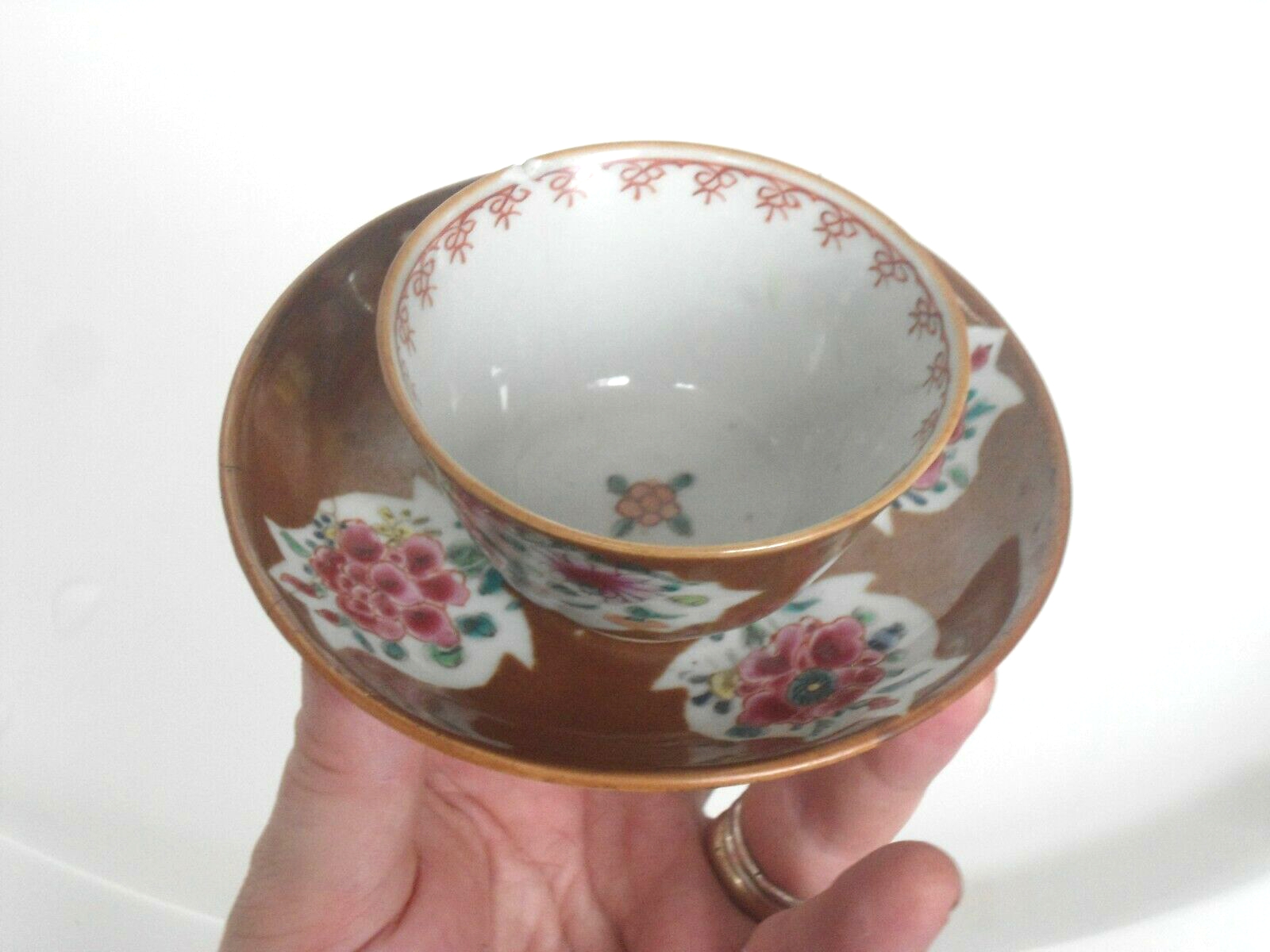 Chinese batavian ware tea cup and saucer | Antiques Board