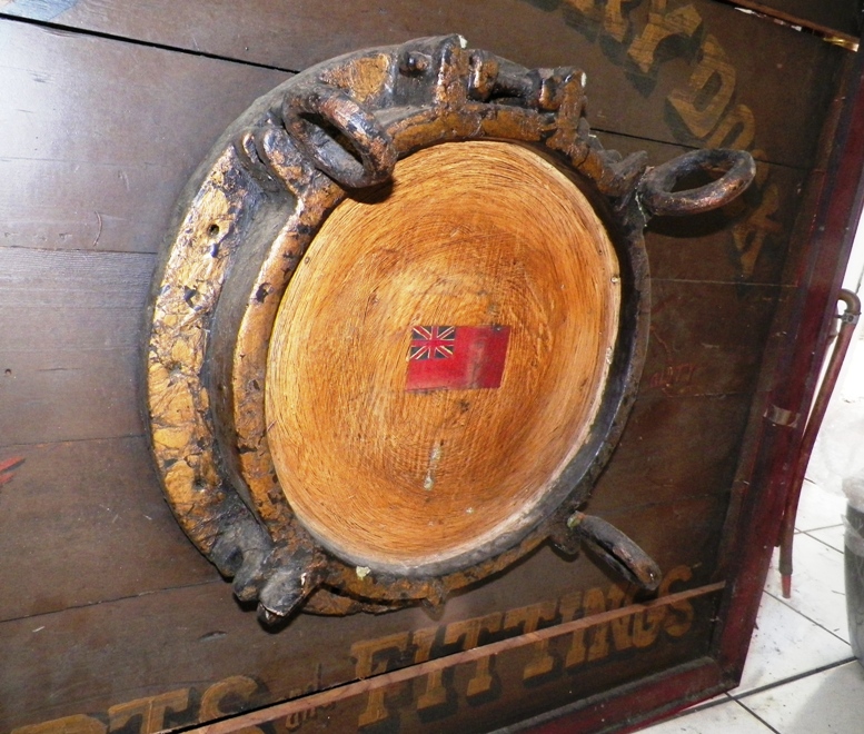 LARGE 49 x 37 WOODEN LONDON DRY DOCKS SIGN w/WOOD PORTHOLE - REAL ...
