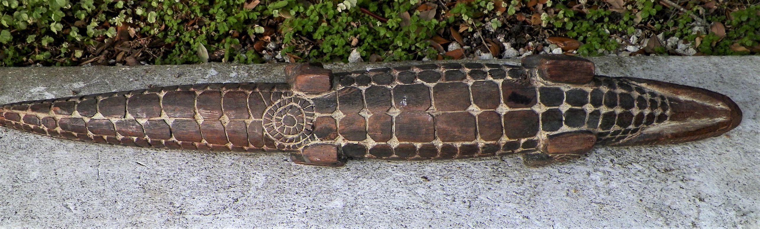 Cool carved wood alligator folk art? Carved symbol artist's signature ...