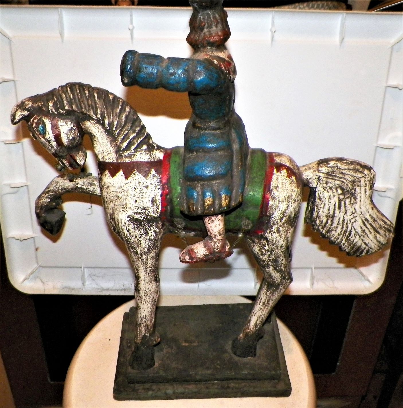 HELP w/ANY INFO/AGE OF LARGE OLD CARVED WOOD HORSE & RIDER | Antiques Board