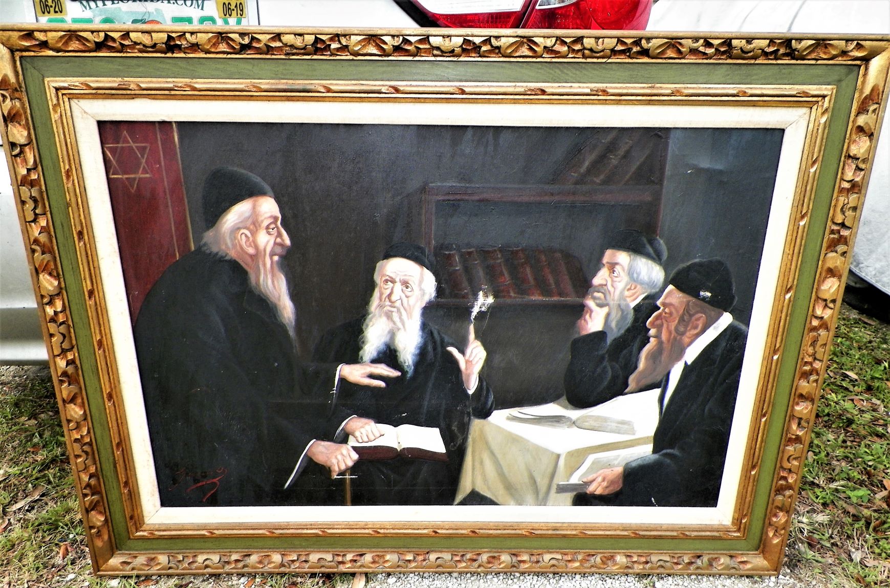 HELP WITH SIGNATURE & THOUGHTS ON LARGE PAINTING OF A GROUP OF RABBIS ...
