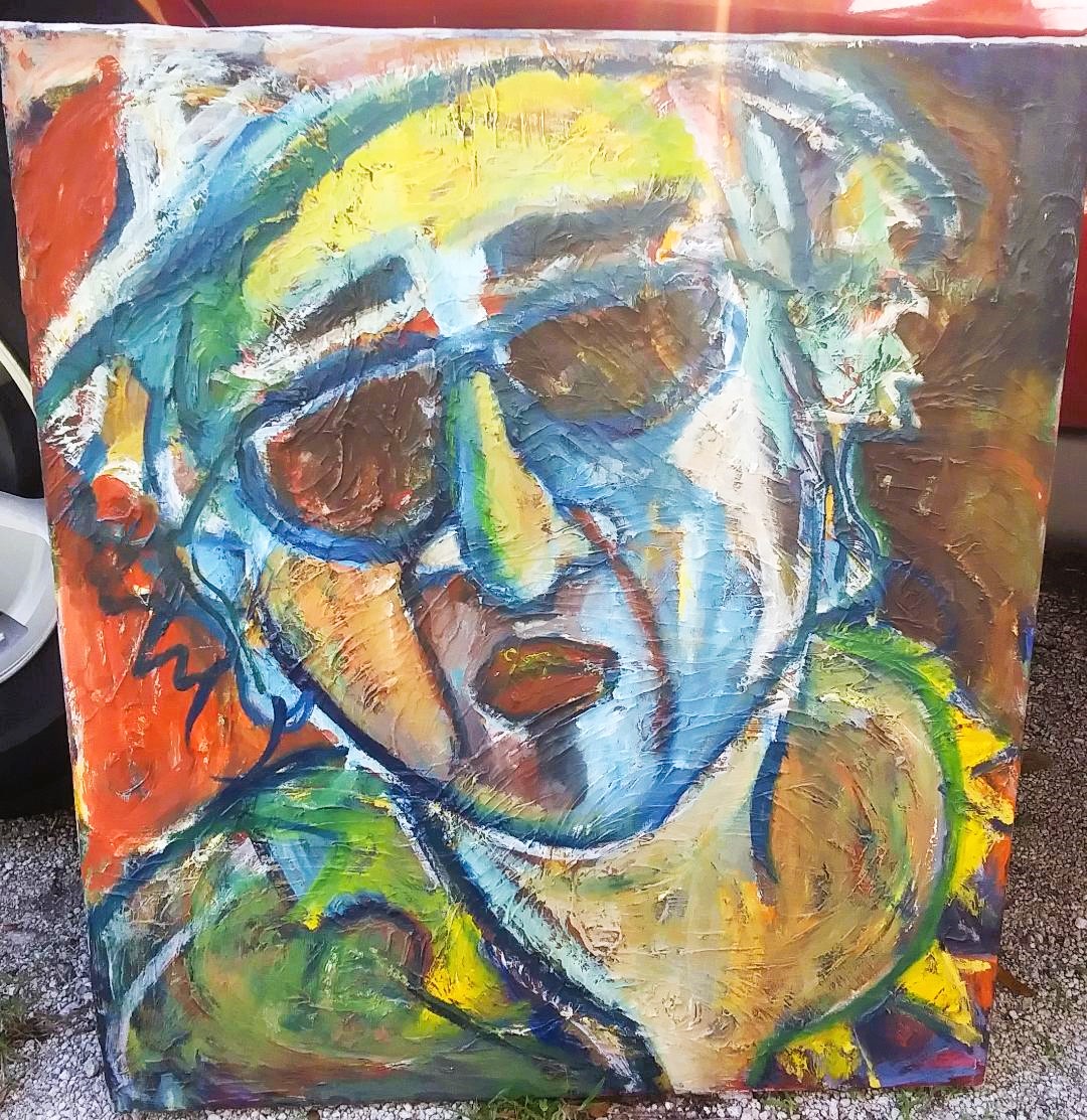 Thrift find - Purvis Young painting? Also, a Sylvia Miller painting ...