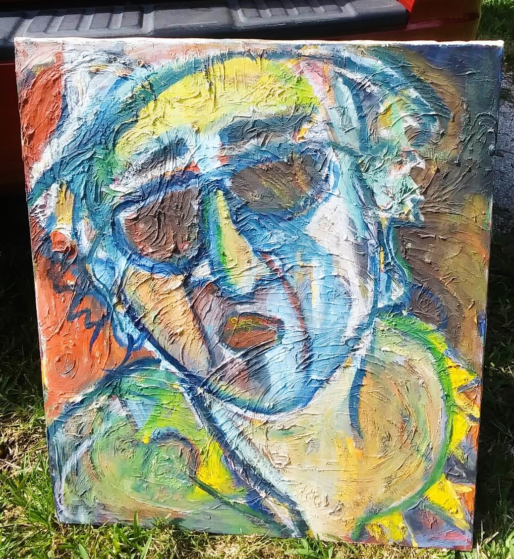 Thrift find - Purvis Young painting? Also, a Sylvia Miller painting ...