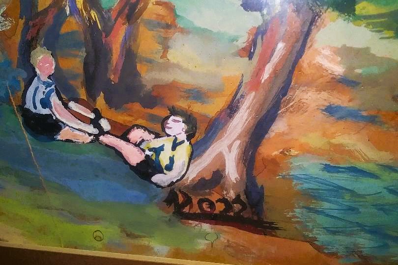 Wayne Howell Art? Nixon & more driving stagecoach + Painting signed ...