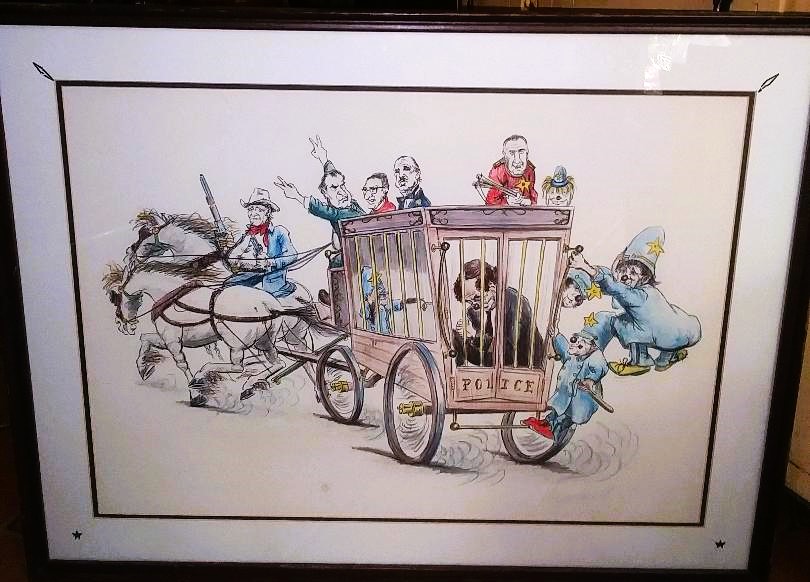 Wayne Howell Art? Nixon & more driving stagecoach + Painting signed ...