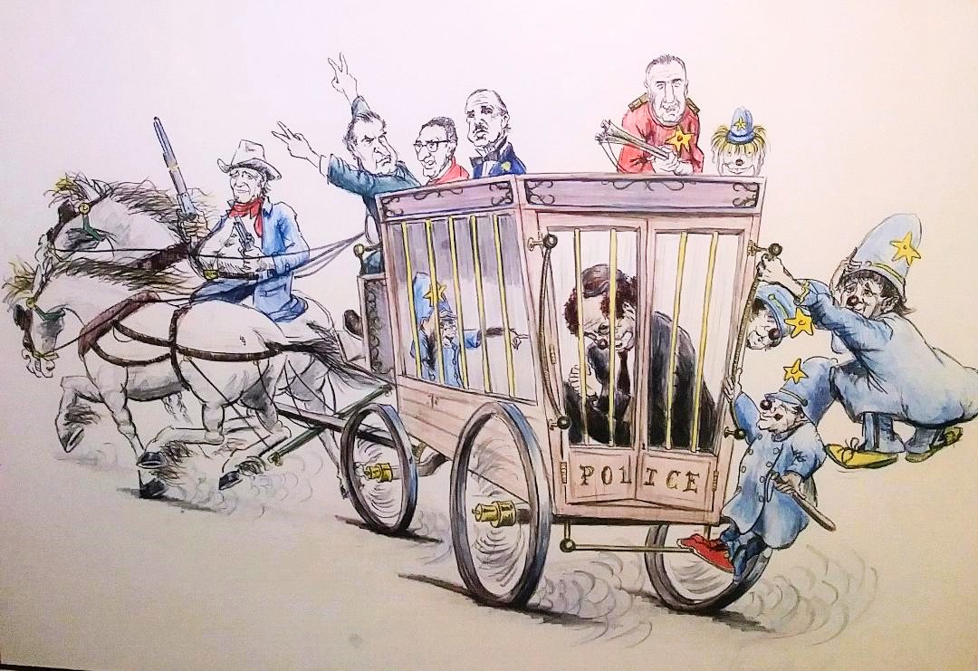 Wayne Howell Art? Nixon & more driving stagecoach + Painting signed ...