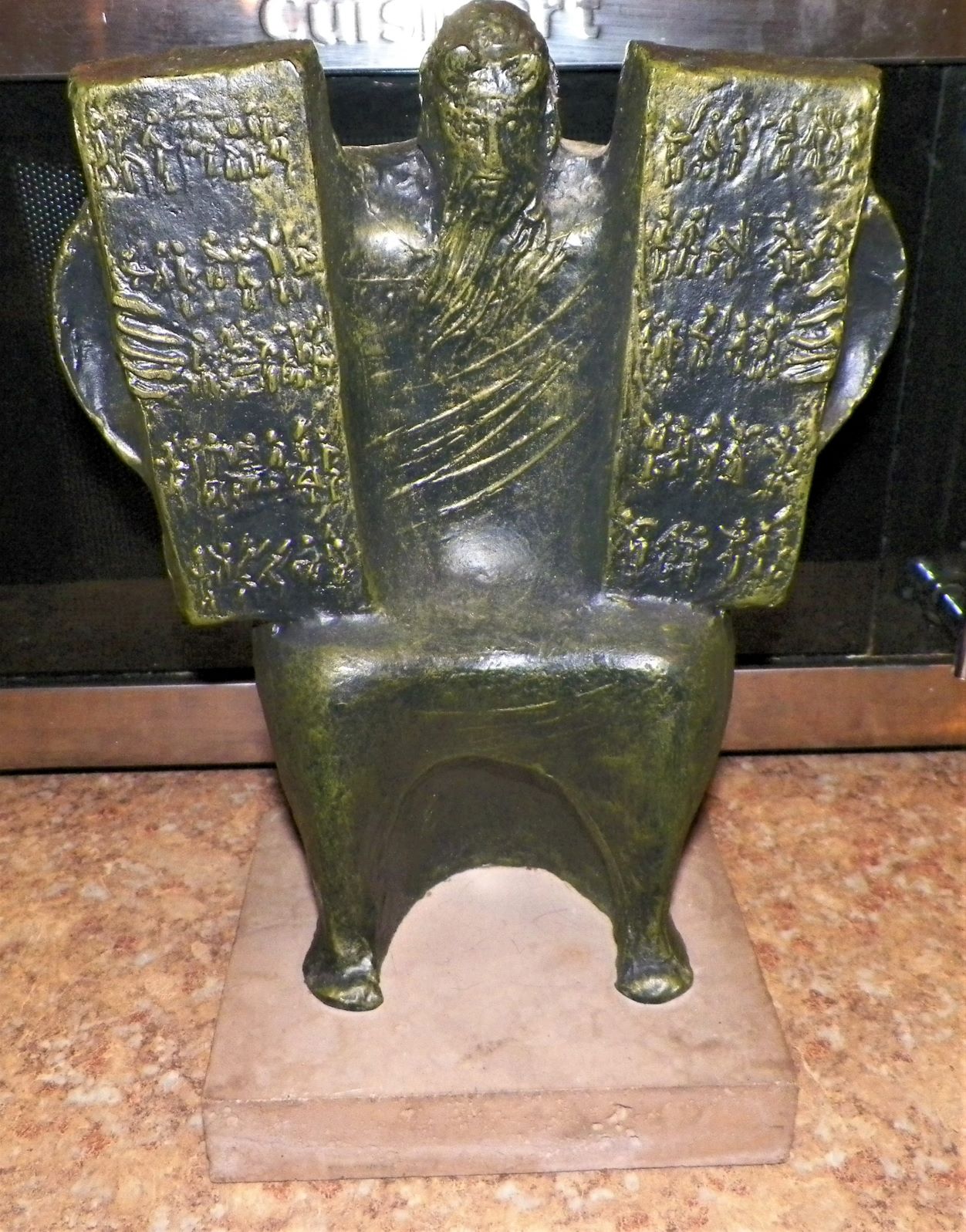 Can Anyone make out Name on Statue of Buddha(?) w/10 Commandments ...