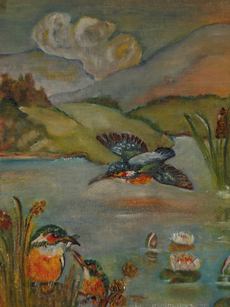 impressionist bird oil painting | Antiques Board