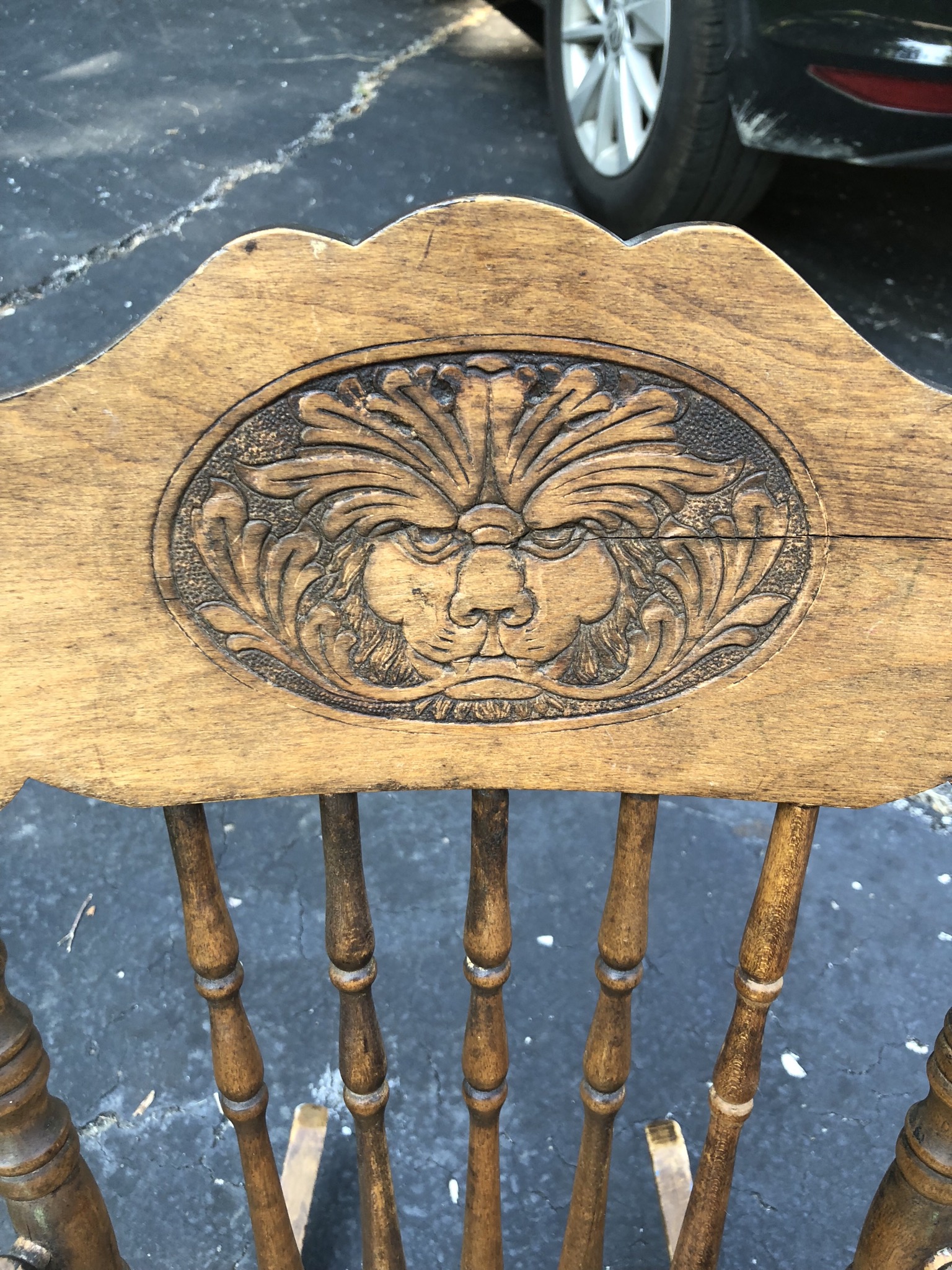 Antique child’s oak pressed back rocking chair | Antiques Board