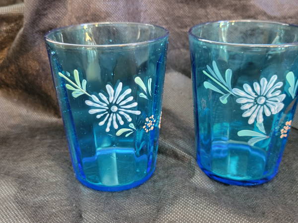 Hand Painted Blue Glasses | Antiques Board