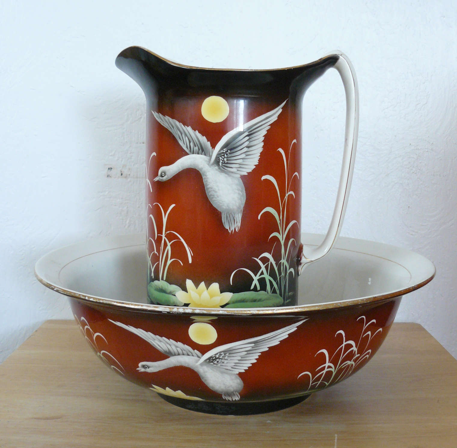 Pitcher/Jug + wash basin bowl, unusual design, Royal Venton Ware ...