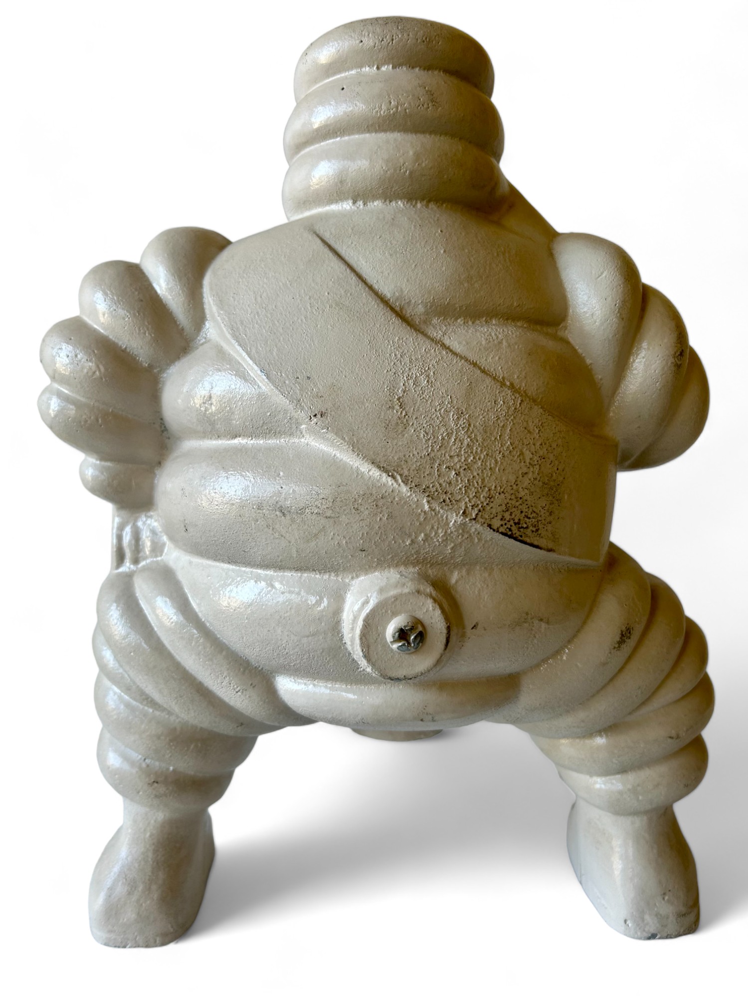 Vintage MICHELIN MAN Bibendum cast aluminium 14" 35cm crouching smoking ...