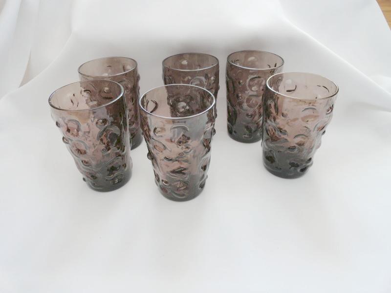 Brown Juice Glasses Bumpy Tree Bark Texture | Antiques Board