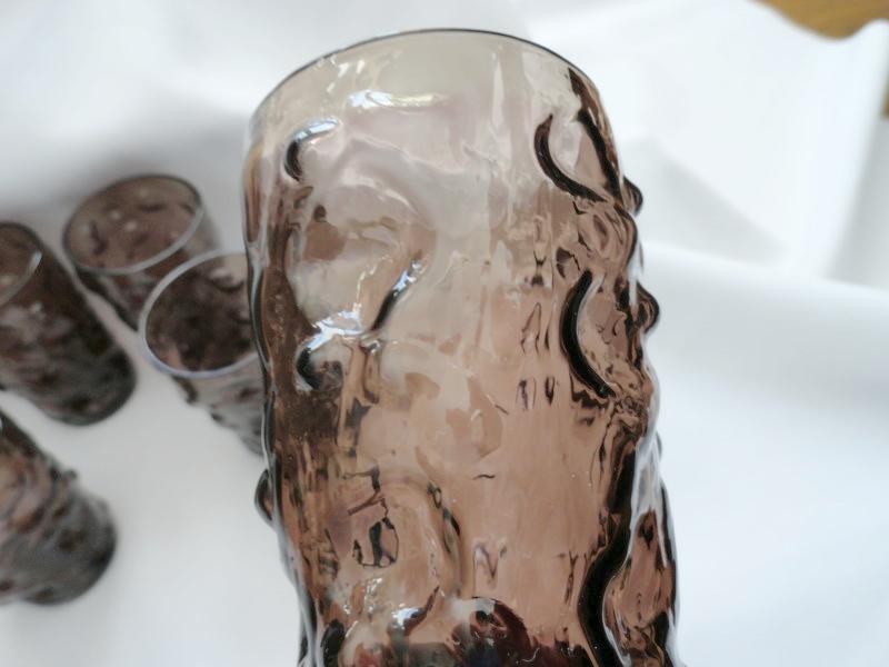 Brown Juice Glasses Bumpy Tree Bark Texture | Antiques Board