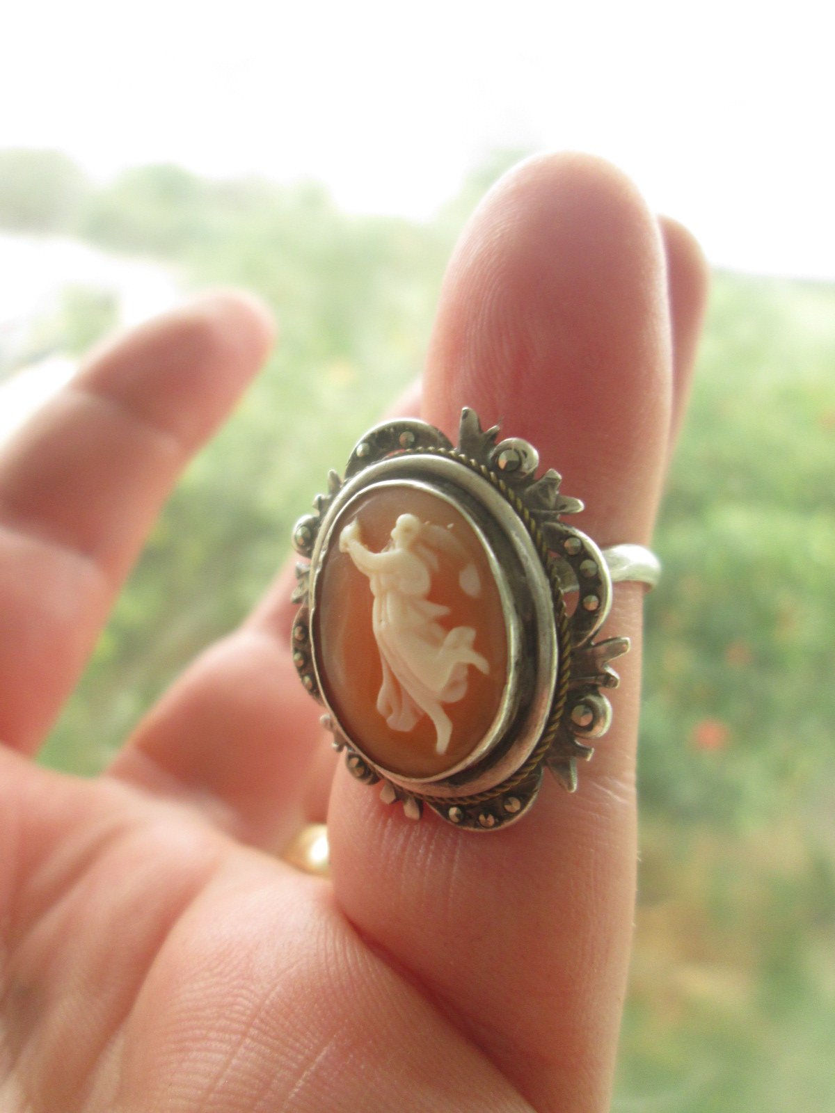cameo marcasite ring | Antiques Board
