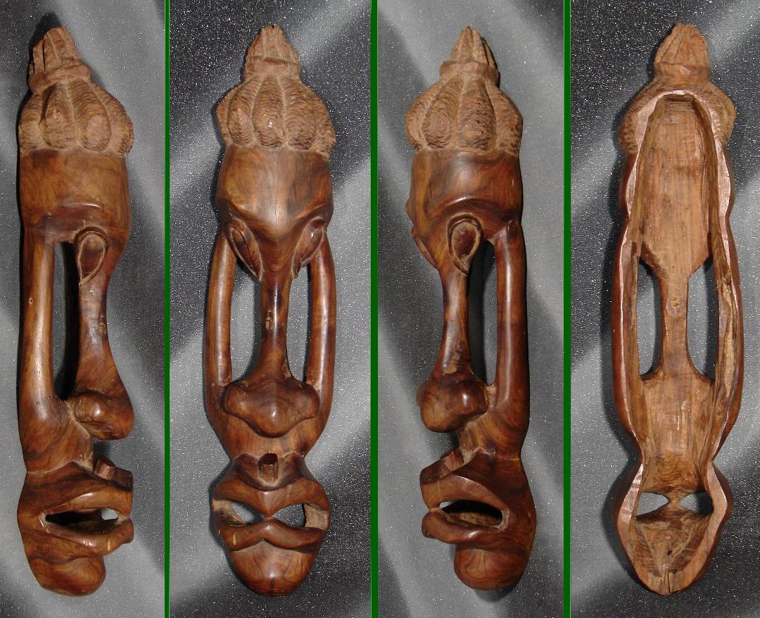 Carved Wood Elongated Face Mask | Antiques Board