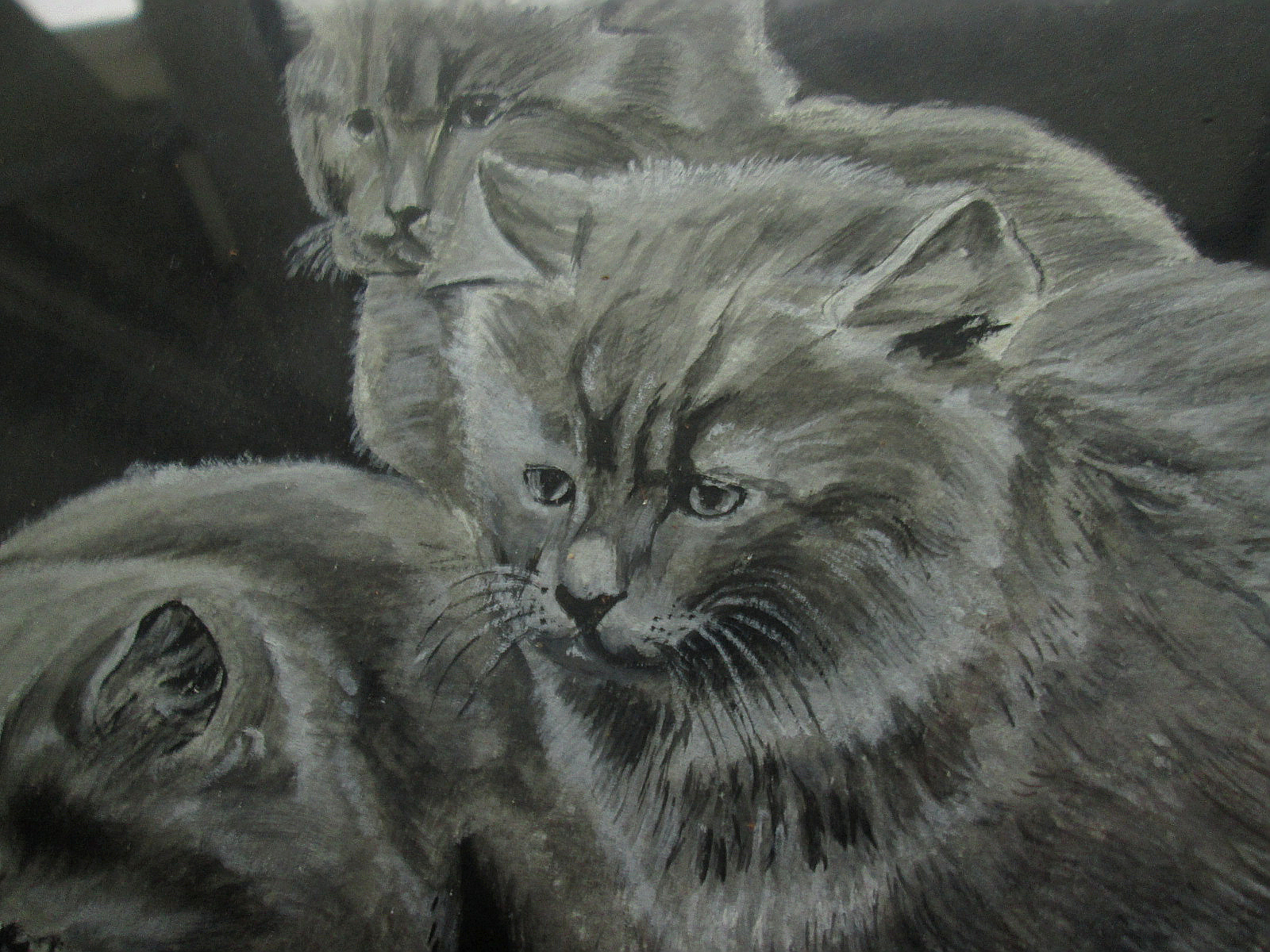 Cat still/moving life painting | Antiques Board