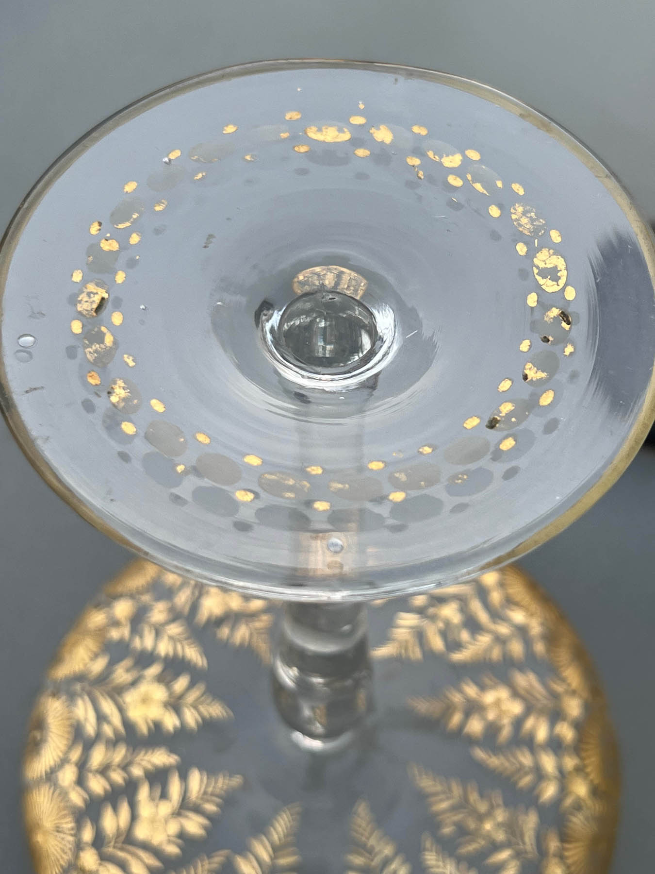 Glass Compote with Gold Floral Decorations | Antiques Board