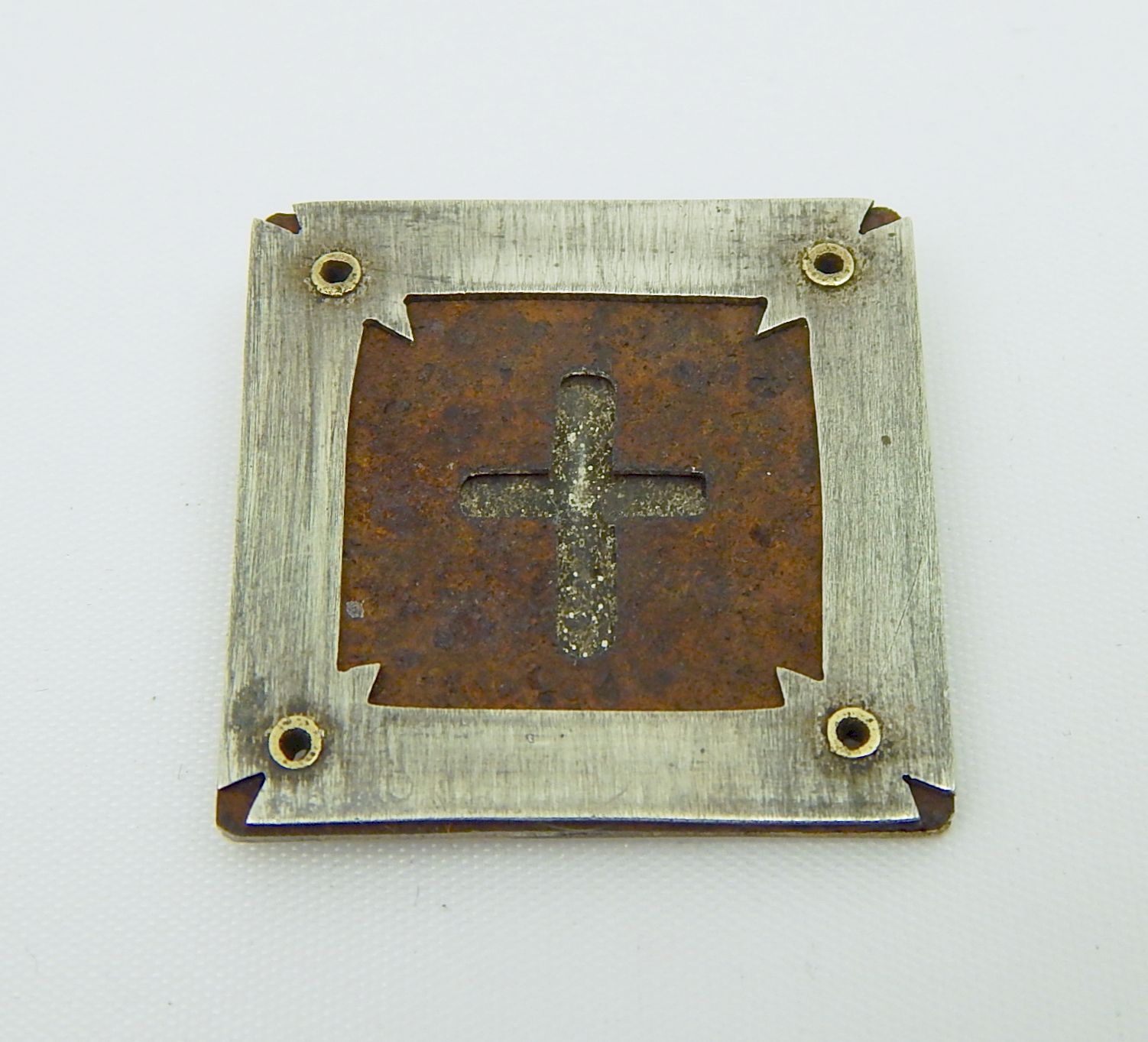 Odd sterling iron layered cross pin | Antiques Board