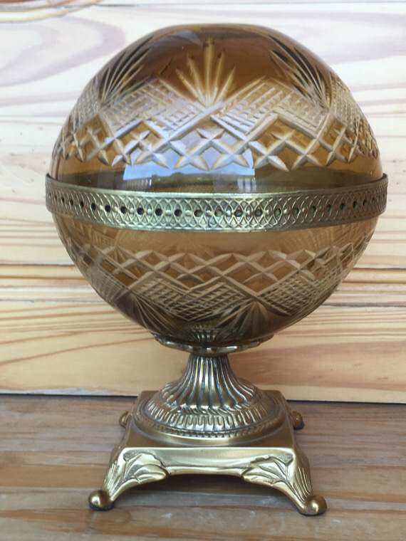 Cut Amber Glass Sphere Box | Antiques Board