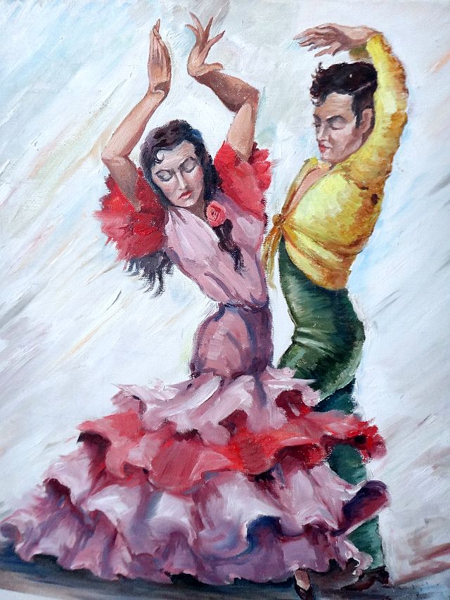 Flamenco Dancers Oil C Ribas artist ??? | Antiques Board