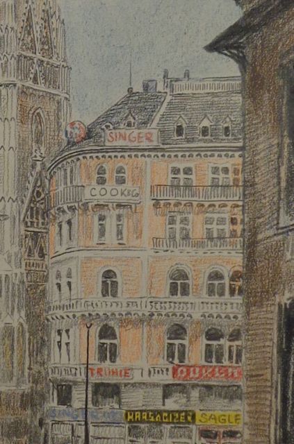 Coloured Pencil Picture Street Art Stephans Platz | Antiques Board