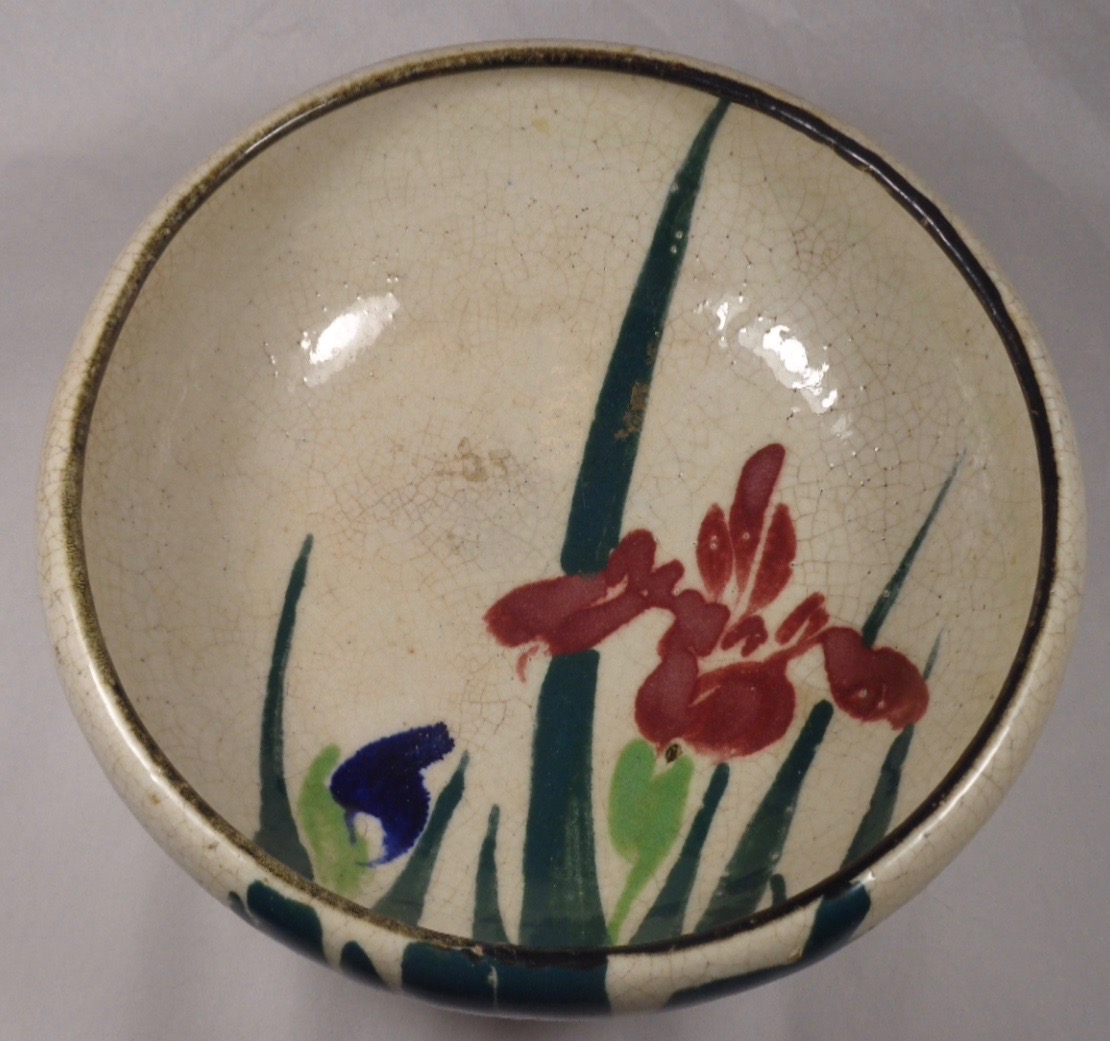 Iris pottery bowl Signature Japanese? | Antiques Board