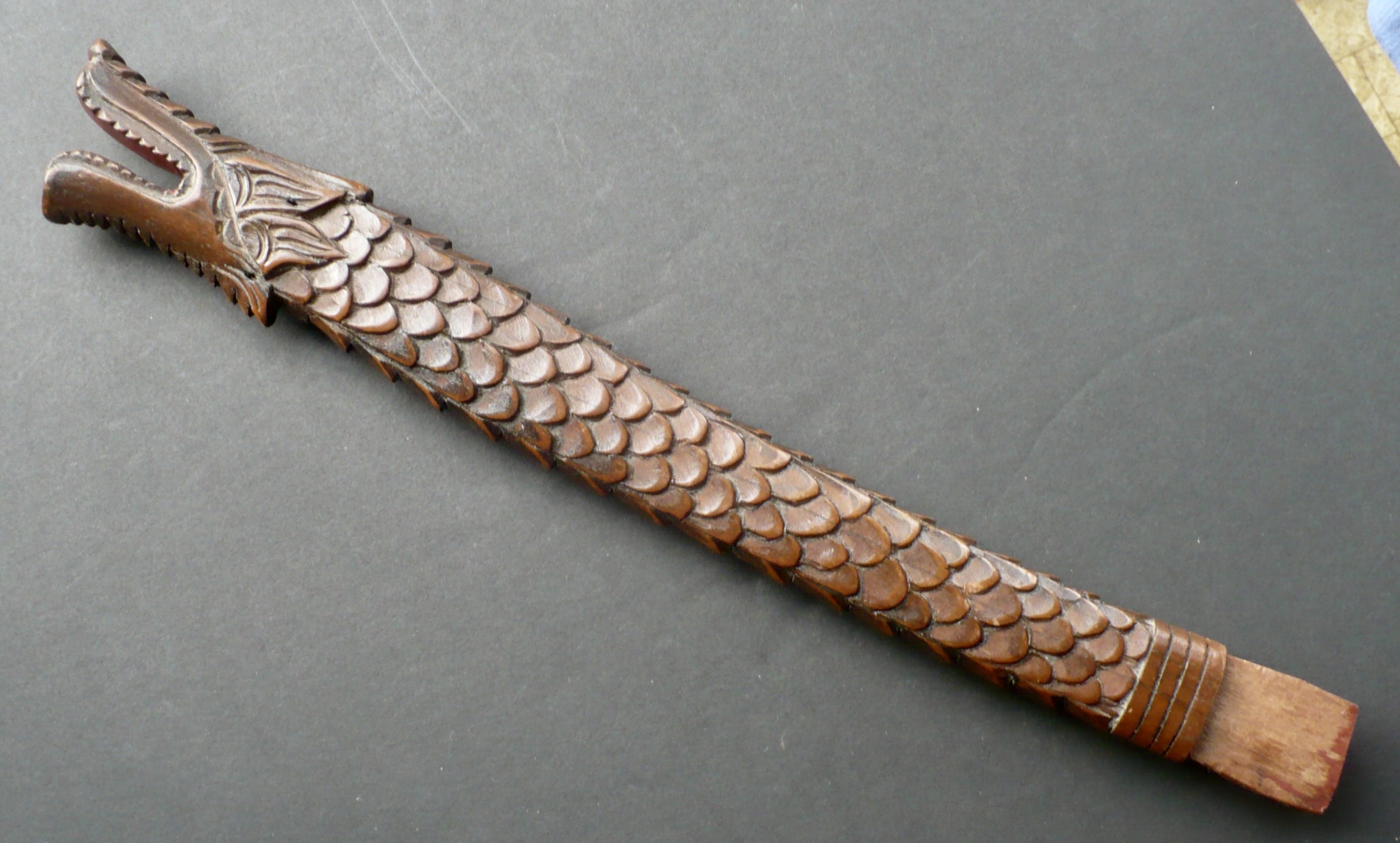 Carved Dragon Stick with Crude Tenon | Antiques Board