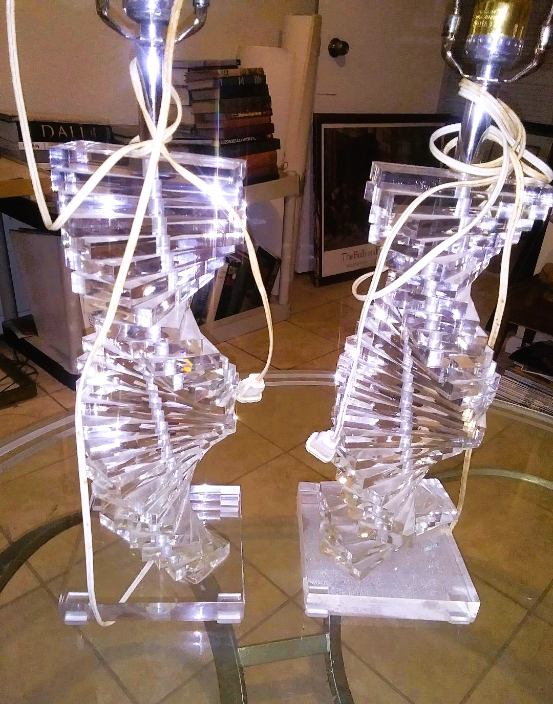 Mid century modern stacked acrylic 'Grand Staircase' lamps - mcm or new ...
