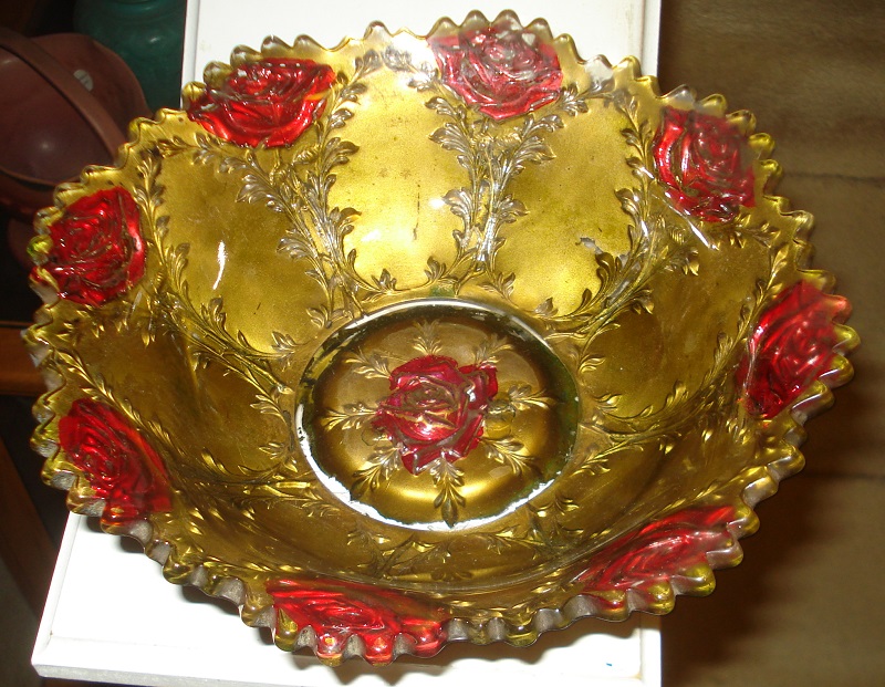 Glassware Bowl With Roses - What Did I Purchase? | Antiques Board