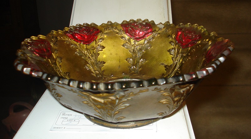 Glassware Bowl With Roses - What Did I Purchase? | Antiques Board
