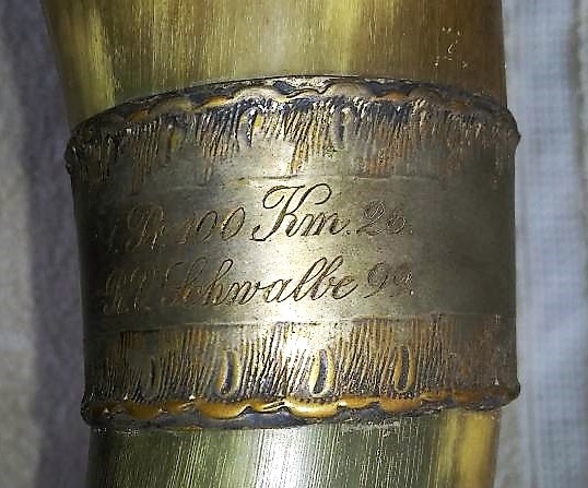 BULL HORN w/SILVER? BAND & INSCRIPTION - FINIAL? TOP OF WESTERN TROPHY ...