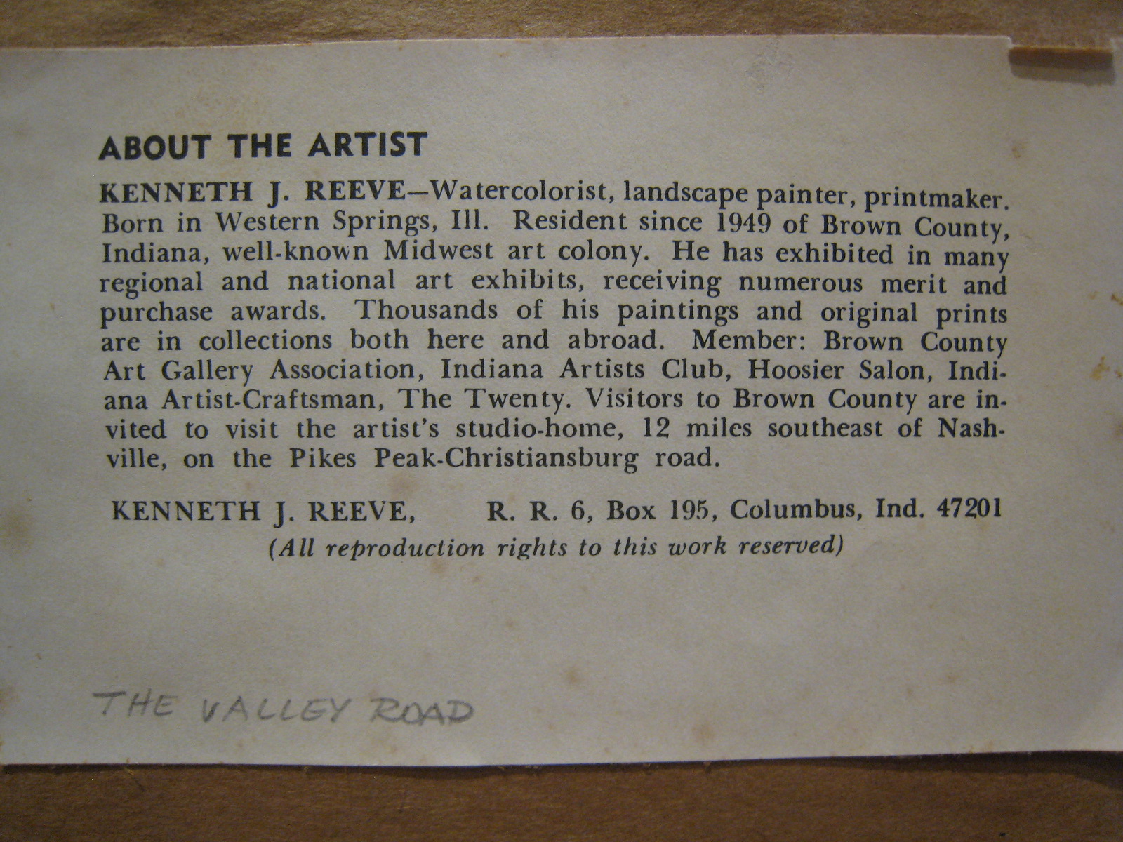 Kenneth J Reeve Watercolors | Antiques Board