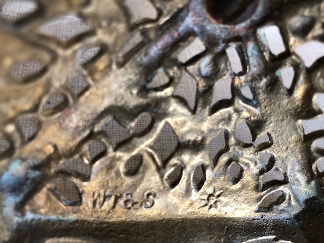 Antique brass ''desk set'' by Tonks & Sons Gothic candlesticks ...