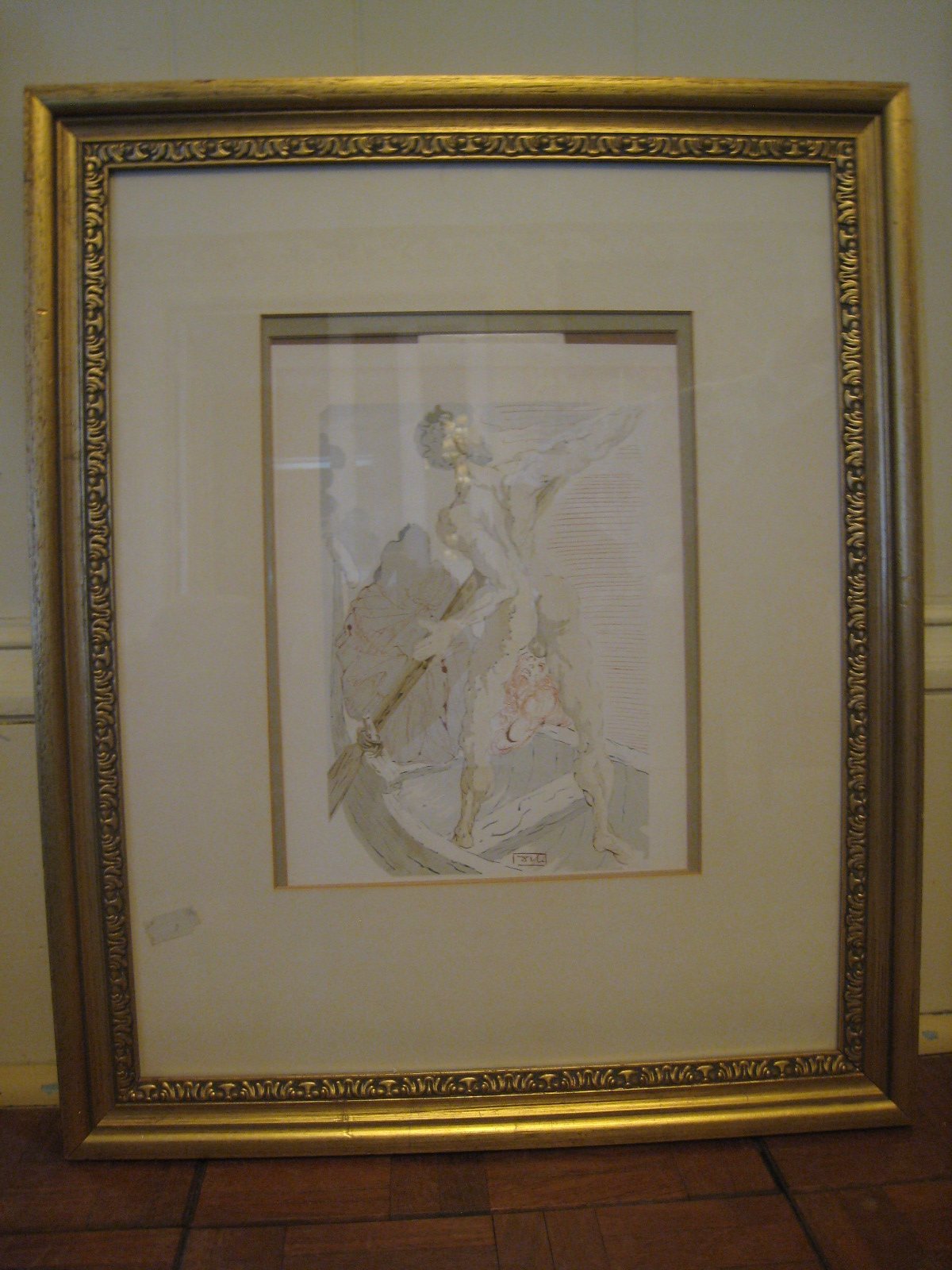 Salvador Dali Wood Engraving "Charon" Divine Comedy | Antiques Board