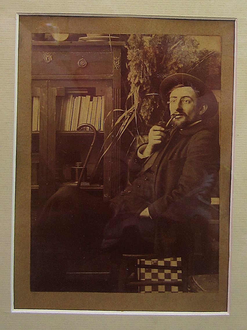 Sepia photograph of pipe smoking scholar, author? handsome! | Antiques ...