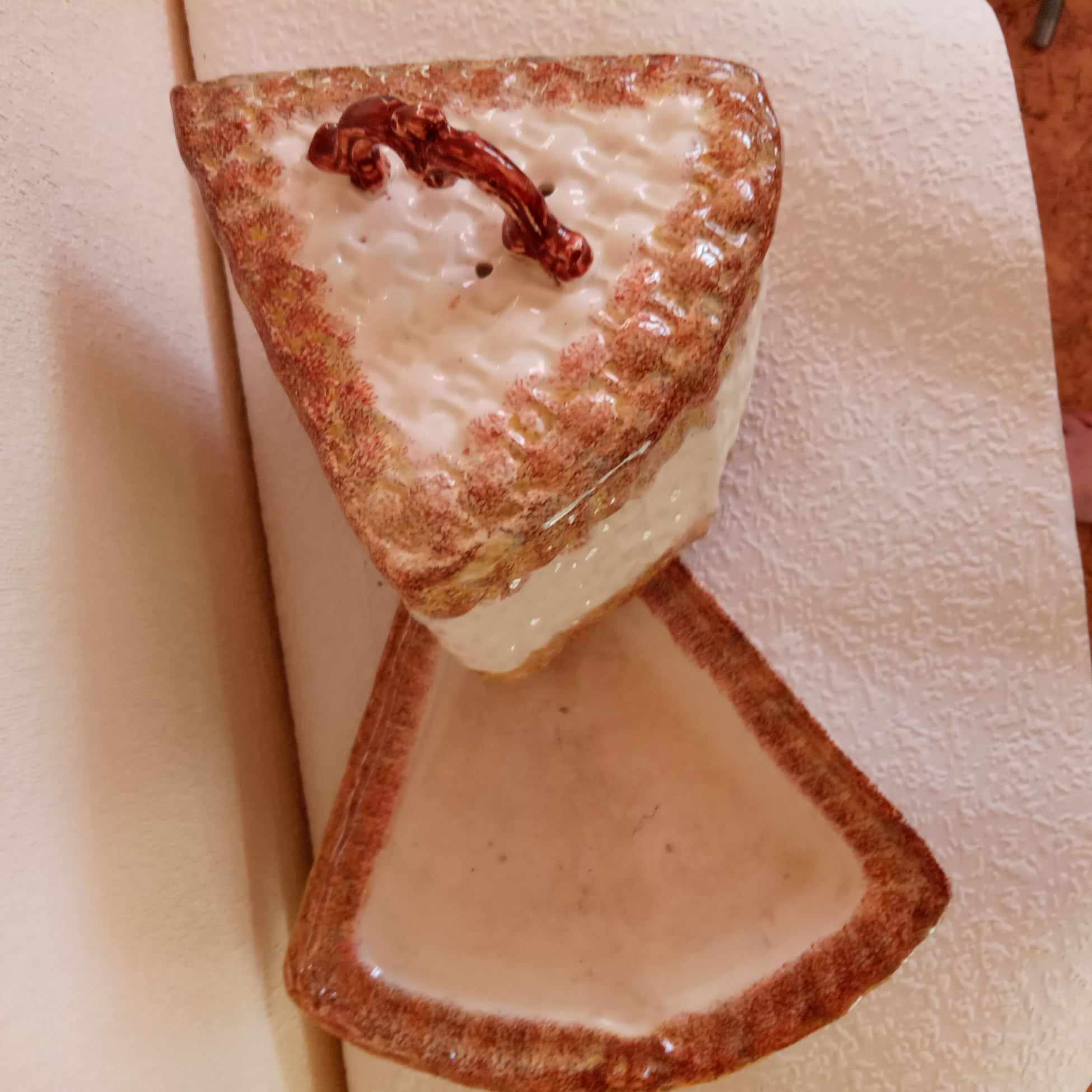Antique Majolica wedge shaped cheese keeper | Antiques Board