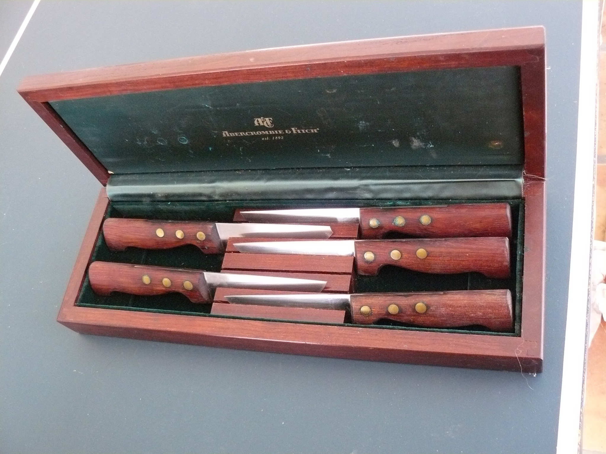 vintage Abercrombie Fitch knife set in wooden box | Antiques Board