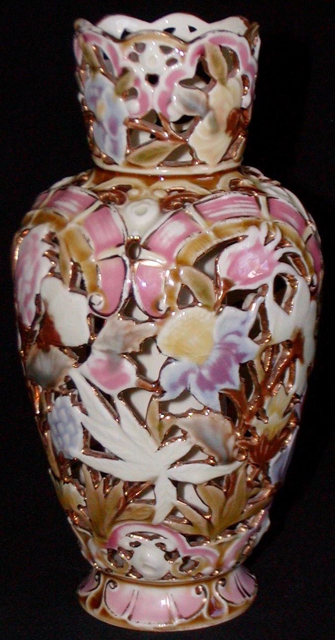 Reticulated Zsolnay Floral Double Wall Vase | Antiques Board
