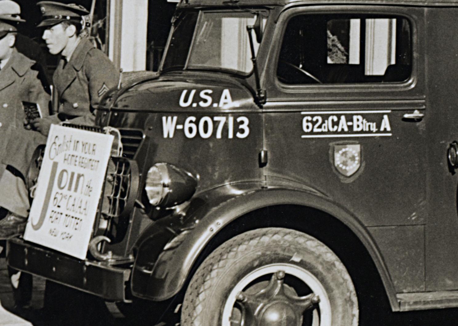 Photograph of Army Recruitng Truck in Queens, New York - late 30s, 40s ...