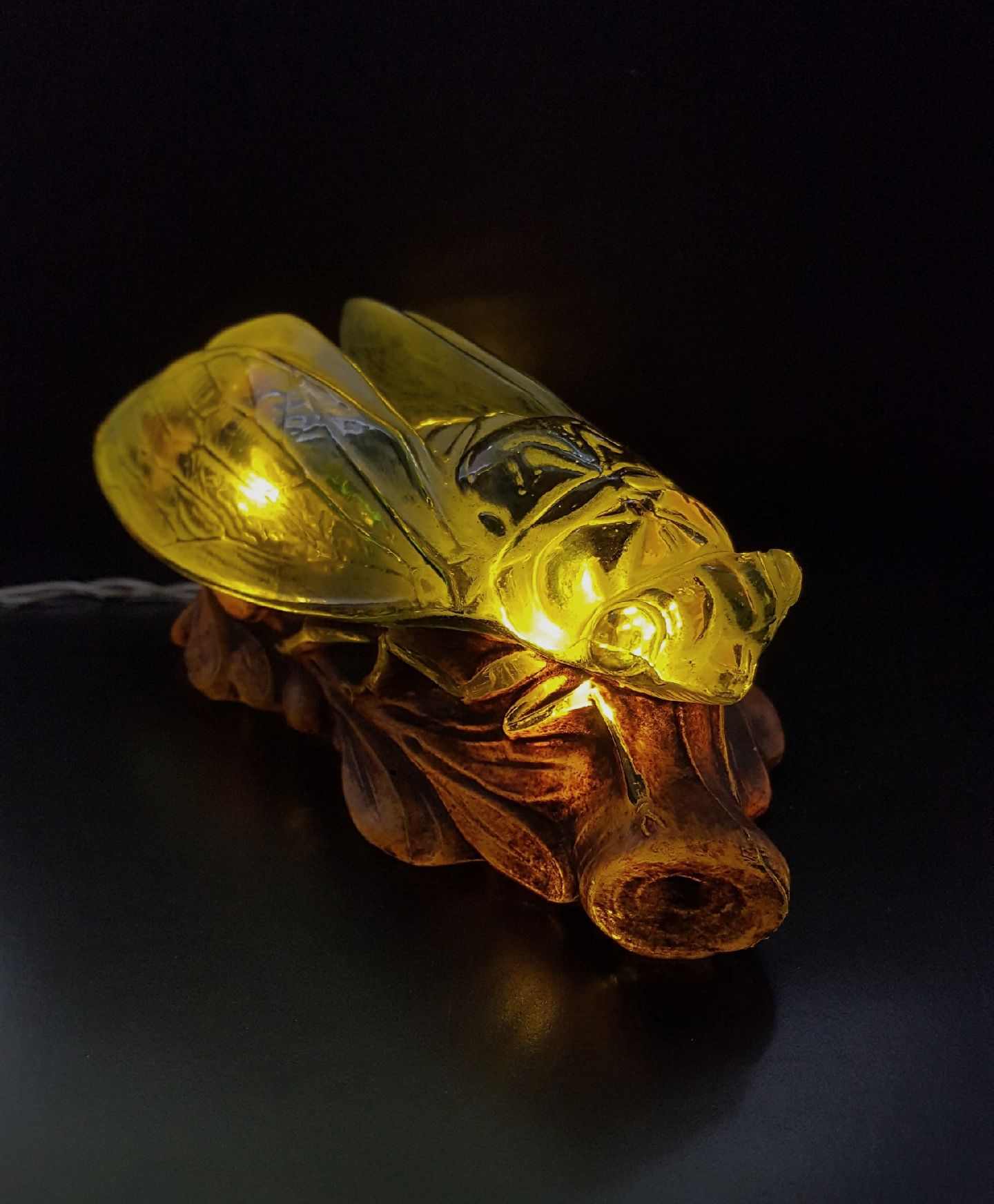 An art nouveau or art deco pressed glass cicada night lamp shade ...