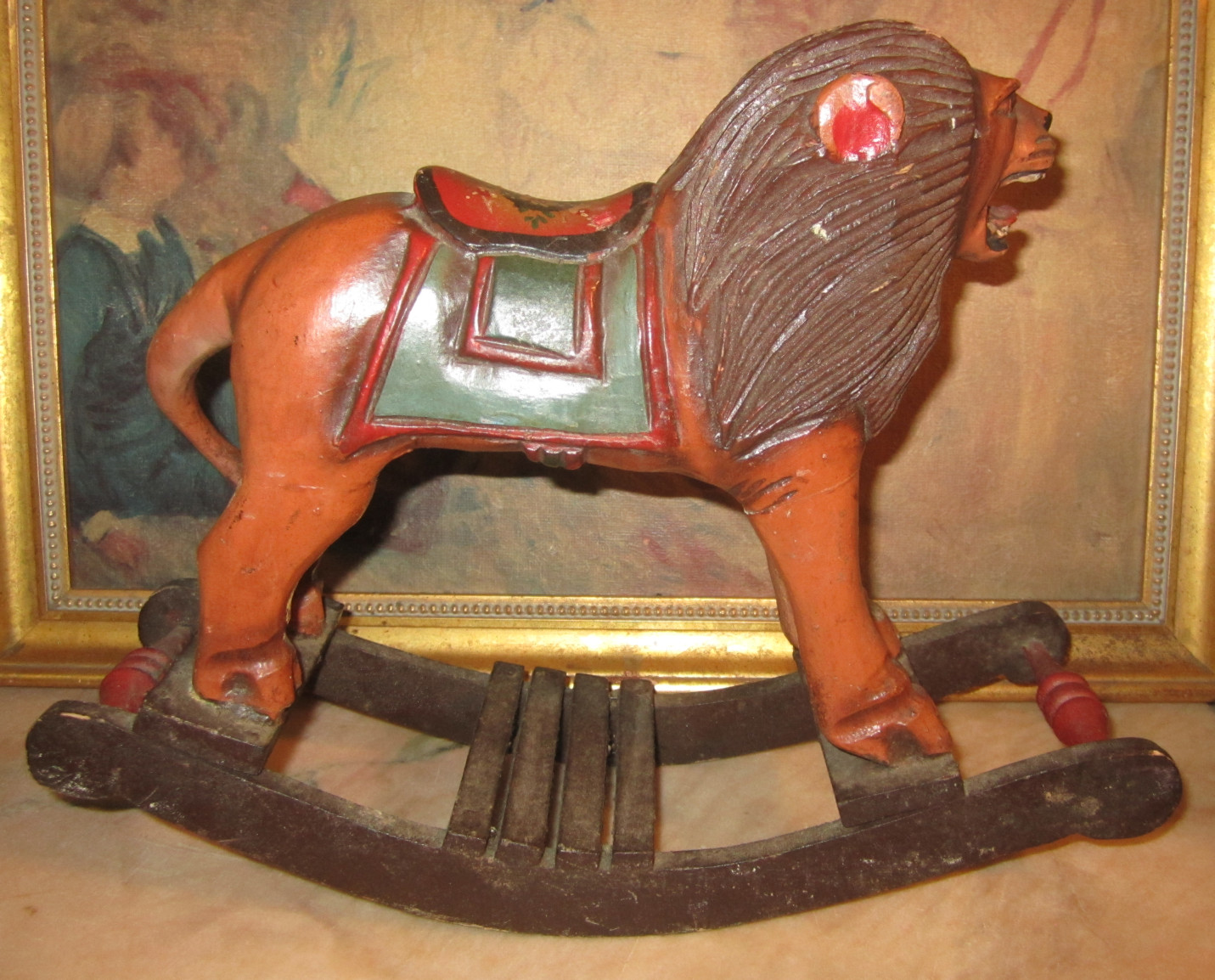 Small carved "rocking lion" like rocking horse | Antiques Board