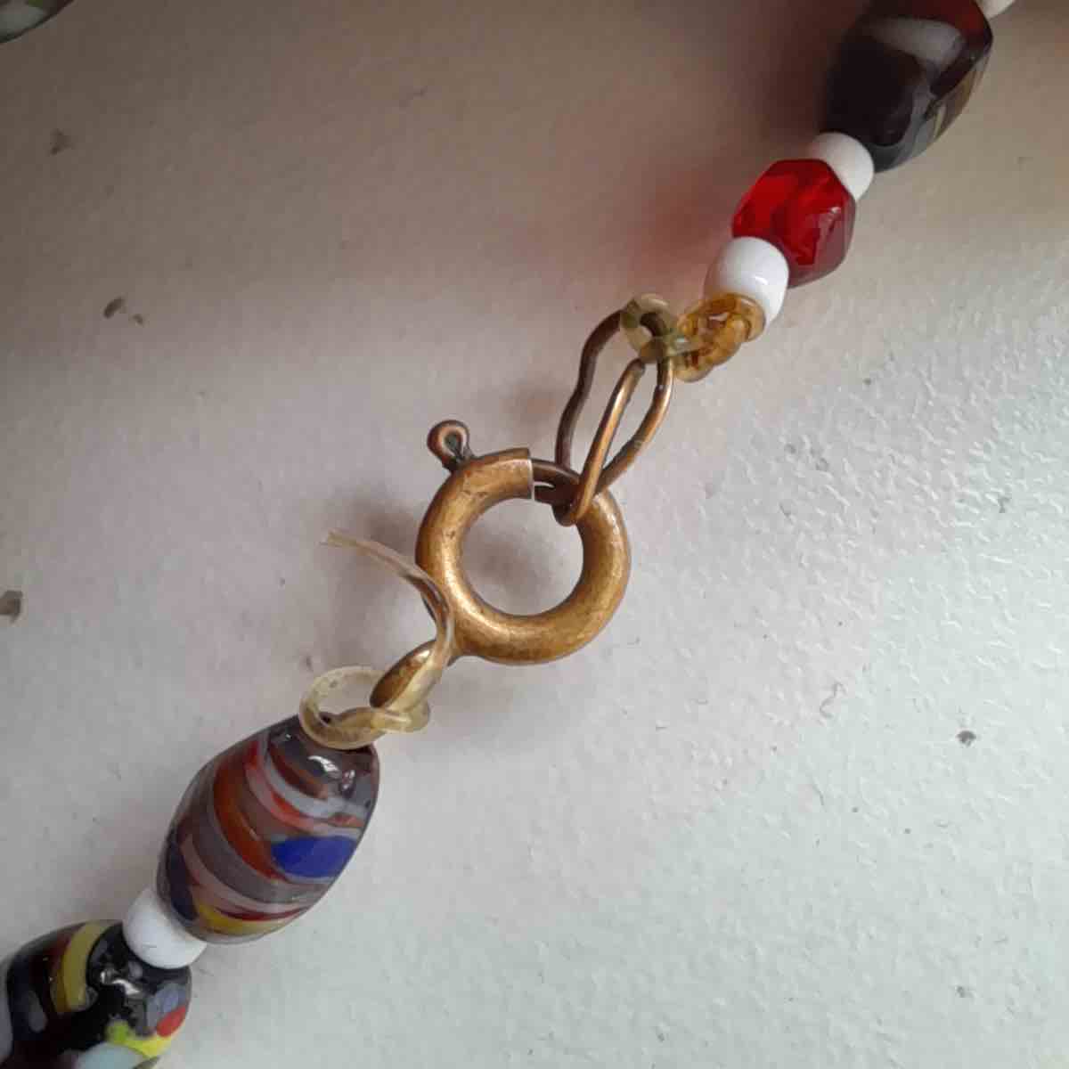 Swirl Mosaic? confetti? molten? glass bead necklace - please help ID ...