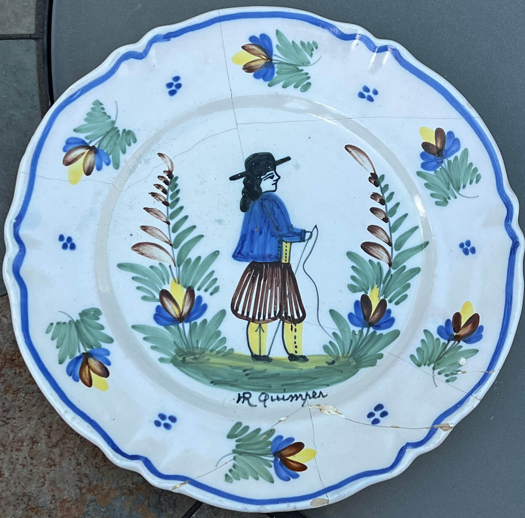 Most Amazing PORCELAIN STAPLE REPAIR To Quimper Plate | Antiques Board