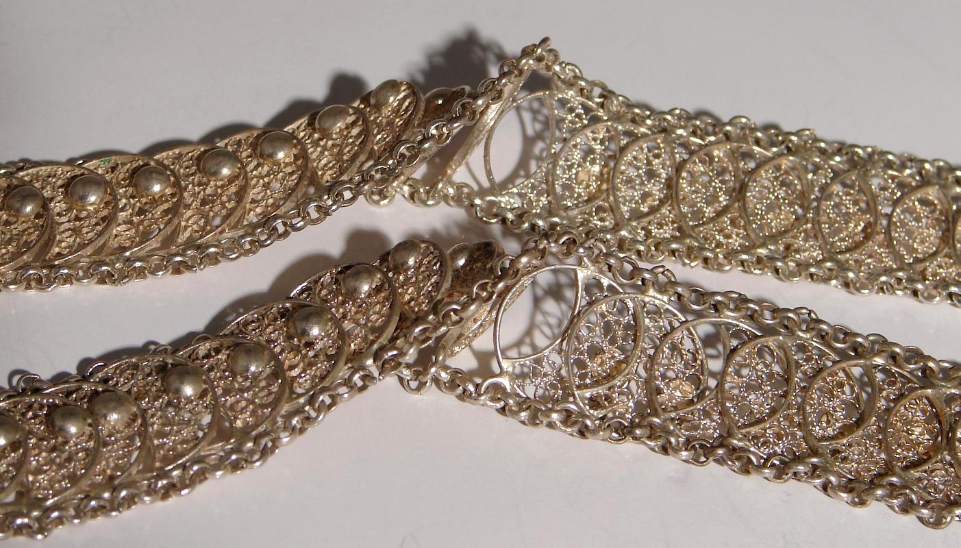 STERLING "Edwardian Openwork Silver Filigree" Necklace/Bracelet ...