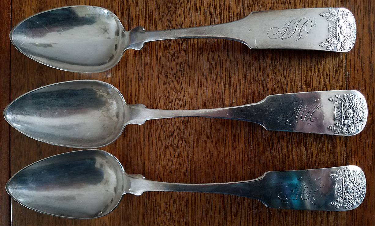 THREE STERLING TABLESPOONS TWO FROM GRANDMOTHER Antiques Board